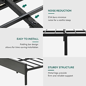 YITAHOME Queen Size Bed Frame, LED Bed Frame with 2 USB Ports, Platform Bed Frame with 10.2” Under Bed Storage Clearance, Strong Metal Slats Support, No Box Spring Needed, Black Brown