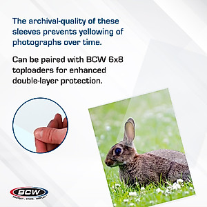 BCW 6x8 Photo Sleeves (100 Pack) - Acid-Free, No PVC | Clear Plastic Sleeves for Photos, Postcards, and Collectibles | Archival Quality for Albums, Storage, and Display