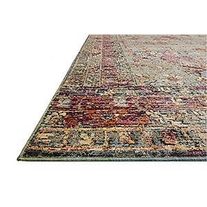 Loloi JV-03 Javari Collection Distressed Modern Area Rug 6' x 9'4" Slate / Berry