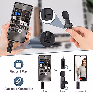 DXQMY Wireless Lapel Microphone for Camera/Computer/Laptop/MacBook/iPhone/iPad/Android Phone/Tablet, Professional Lavalier Clip On Mic for Video Recording, YouTube, Vlog