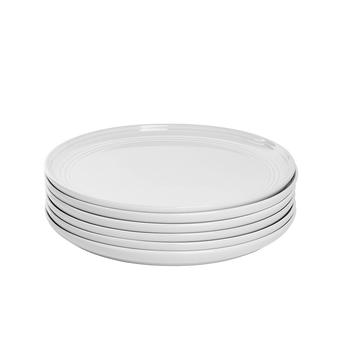 Double Line 10.5" Dinner Plate, Set of 6, White
