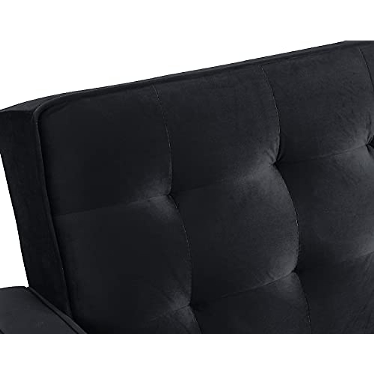 DHHU Adjustable Couch Sleeper Sectional, Loveseat for Living Room, Bedroom or Office, Modern Velvet Upholstered Sofa Bed, Black Color