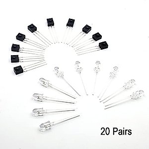Gikfun 5mm 940nm LEDs Infrared Emitter IR Emission and IR Receiver Diode for Arduino (Pack of 40pcs) EK1964