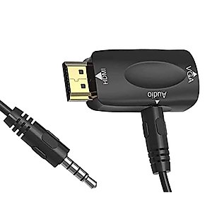 NOLYTH HDMI to VGA Adapter with 3.5mm Audio 1.65ft Jack Cable, Gold-Plated HDMI-to-VGA Converter(Male to Female) for Computer Desktop Laptop PC Monitor HDTV and More