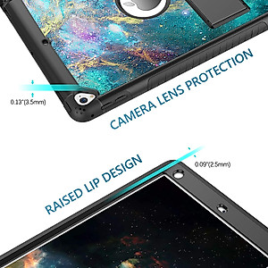 BENTOBEN Glow in The Dark Tablet Cover - 3 in 1 Shockproof Kickstand Protective Case for iPad Air 2, 6th/5th Gen, 9.7" 2018/2017, iPad Pro 9.7 - Nebula