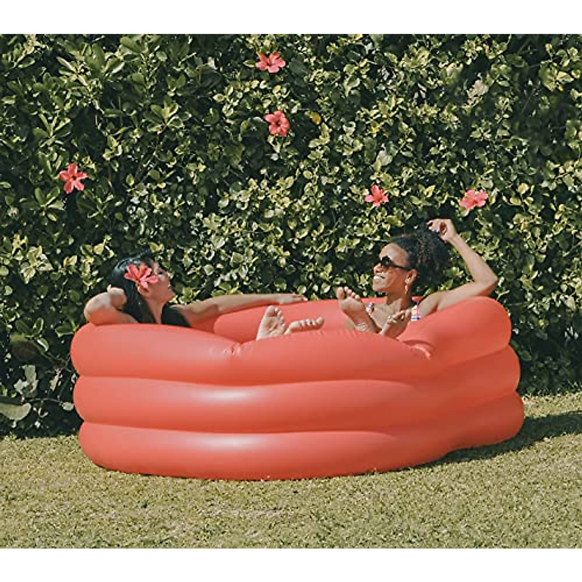 Ban.do Red Heart-Shaped Inflatable Swimming Pool, Large Blow Up Pool Fits 2-3 Adults, Red Heart
