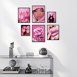 EXCOOL CLUB Pink Room Decor Aesthetic - 12x16 Baddie Room Decor Y2k Collage, Hot Pink Wall Art Prints, Pink Pictures Wall Decor, Trendy Pink Poster Neon Pink Decor for Teen Girls Dorm (UNFRAMED)