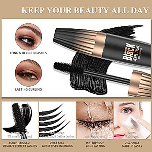 4D Silk Fiber Mascara - my lashes Mascara Natural,tube mascara liquid lash extensions Thickening and Lengthening, Waterproof and Smudge-Proof, Voluminous Eyelash