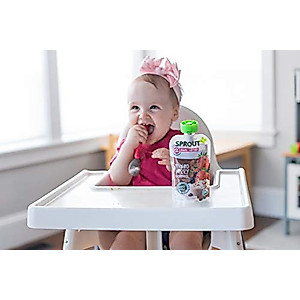 Sprout Organic Baby Food, Stage 2 Pouches, Fruit Veggie & Grain Blend, Mixed Berry Oatmeal, 3.5 Oz Purees (Pack of 6)