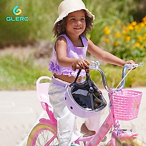 Glerc Maggie 14 Inch Girls Bike Ages 2 3 4 5 6 7 Years Old Kids Bicycle Princess Style with Doll-Seat & Basket & Training Wheels & Bell for Birthday, Pink