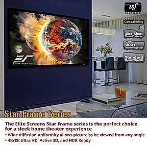 Elite Screens Star Frame Series, 100-INCH 16:9, Fixed Frame Home Movie Theater Projector/Projection Screen, 8K / 4K Ultra HD 3D Ready, SF100HW2