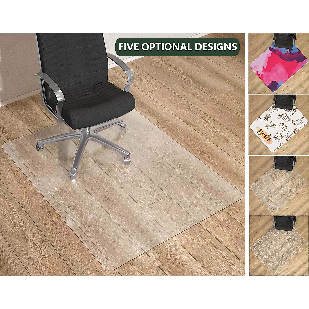 Futurwit Office Chair Mat for Hardwood Floor, 48" x 30" Clear Desk Chair Mat, Transparent Plastic Chair Mat for Rolling Chairs, Easy to Clean (Rectangle)