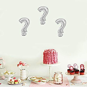 Creaides 10 Pcs Silver Symbol Question Mark Balloons Aluminum Mylar Helium Foil 16 Inch Balloons for Baby Shower Gender Reveal Party Suppliers