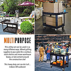 Stand Steady Original Tubstr XL Outdoor Cart with Heavy Duty Wheels - Two Shelf Utility Cart Supports up to 500 lbs, Tub Carts with Deep Shelves and Shock Absorbent Wheels (Black, 45.5in x 24.5in)