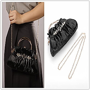 Sither Small Color Handbag Purses for Women Leather Handbag Purses with Crystal Clutch Purses Shoulder Chain Bags for Daily Party Prom Christmas Gift (black)