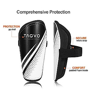 TAGVO Soccer Shin Guards, Kids Youth Lightweight Soccer Equipment with Adjustable Straps, Great Performance Soccer Shin Pads for Boys Girls