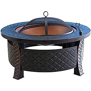 Garden Fire Pit Grill Bowl Grill Barbecue Rack Home Fire Pit - Large Bonfire Wood Burning Patio & Backyard Firepit for with Round Spark Screen with Cover BBQ Cooking for Camping Backyard