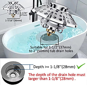 AzWzz Universal Tub Stopper Bathtub Drain Plug, Pop Up Tub Drain Hair Catcher, Drain Cover with Strainer, for 1-3/8 to 2in Bath Drain Hole