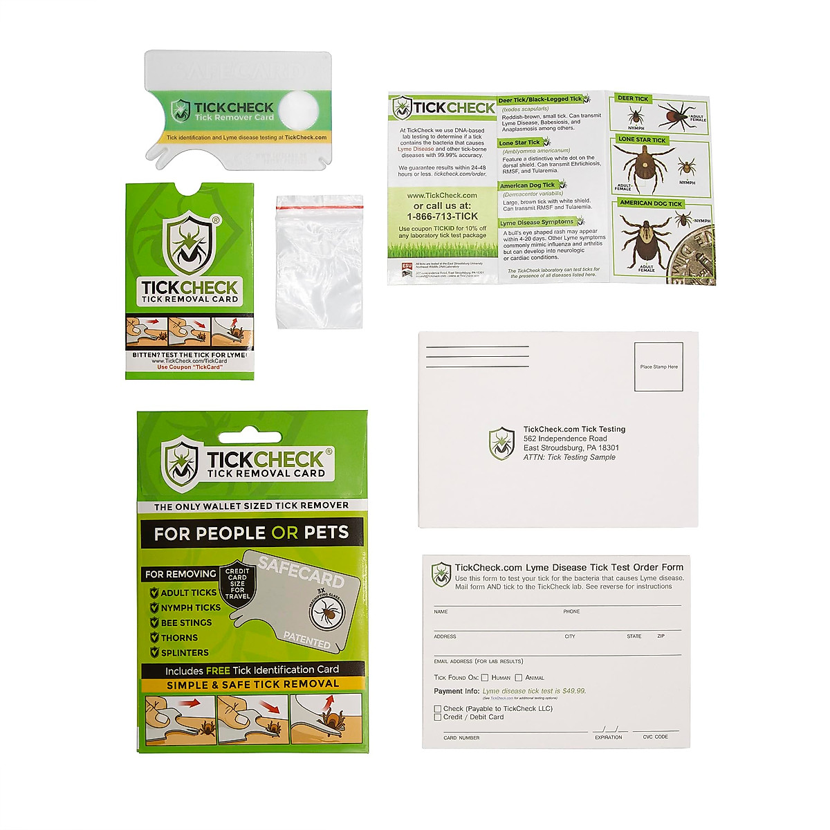 Tick Remover Card - Wallet Sized Tick Removal Tool with Free Tick ID Card & Testing Information - for People, Dogs, Cats (1 Pack)