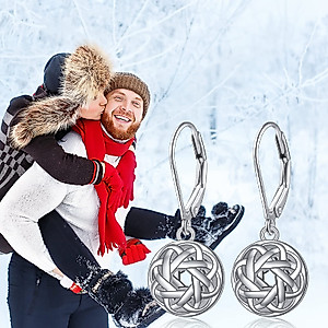 925 Sterling Silver Vintage Infinity Love Good Luck Irish Celtic Knot Lever-Back Drop Ball Earrings Christmas Jewelry for Women