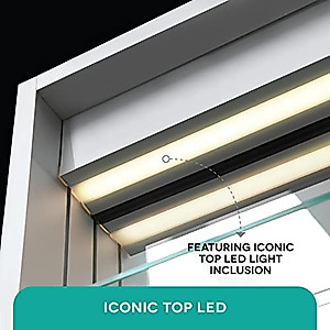 Bathroom Medicine Cabinet, Aluminum, Recessed/Surface Mount, 20" x 30", 1 Door, Left Hinged, Mirrored w/LED