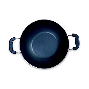 Non-Stick Coating Kadai / Fry Pan with Steel Lid 2.6 mm(Red) ,Valentine Day Gifts