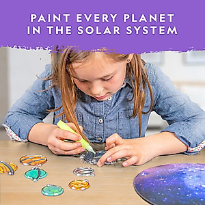 NATIONAL GEOGRAPHIC Kids Window Art Kit - Stained Glass Solar System Arts & Crafts Kit with Glow in The Dark Planets, Use as Window Suncatchers, Hanging Decor from Ceiling, Mobile, Space Room Decor
