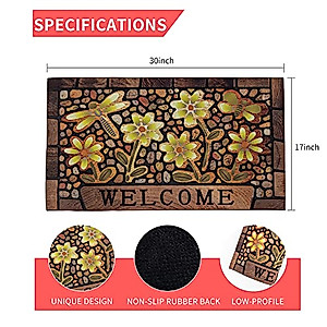 Durable Welcome Mat Outdoor,17x30 Inch Heavy Duty Non-Slip Rubber Front Door Mat Outside Door Mat Entrance Rug,Apply to Home High Traffic Area,Porch, Patio, Farmhouse，Entryway Floor Mats