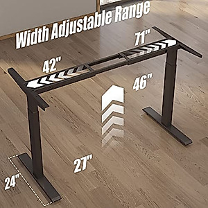 AITERMINAL Dual Motor Standing Desk Frame, Electric Adjustable Standing Desk Legs for Office Home (Black Frame + Motors + Control Panel)