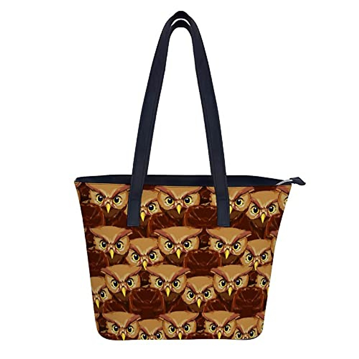 Owl Pattern Women's Tote Bag PU Leather Shoulder Bag Handbags Purse For Work Shopping Travel