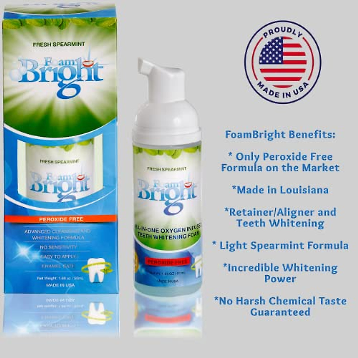 Retainer Cleaner & Aligner Cleaner FoamBright, Great for Invisalign, Teeth Whitening Foam, Candid, Byte, Denture Whitener Toothpaste & Braces Cleaning Peroxide Free Oral Care Replaces Tablets, Paste