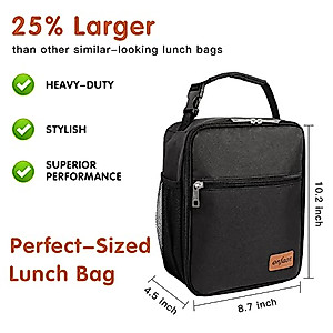 Lunch Box for Men Women, Insulated Reusable Portable Lunchbox - Adults Small Lunch Bag for Office Work School(Black)
