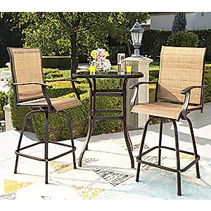 Homall Bar Height Patio Set 2 Swivel Bar Stools and Bar Table