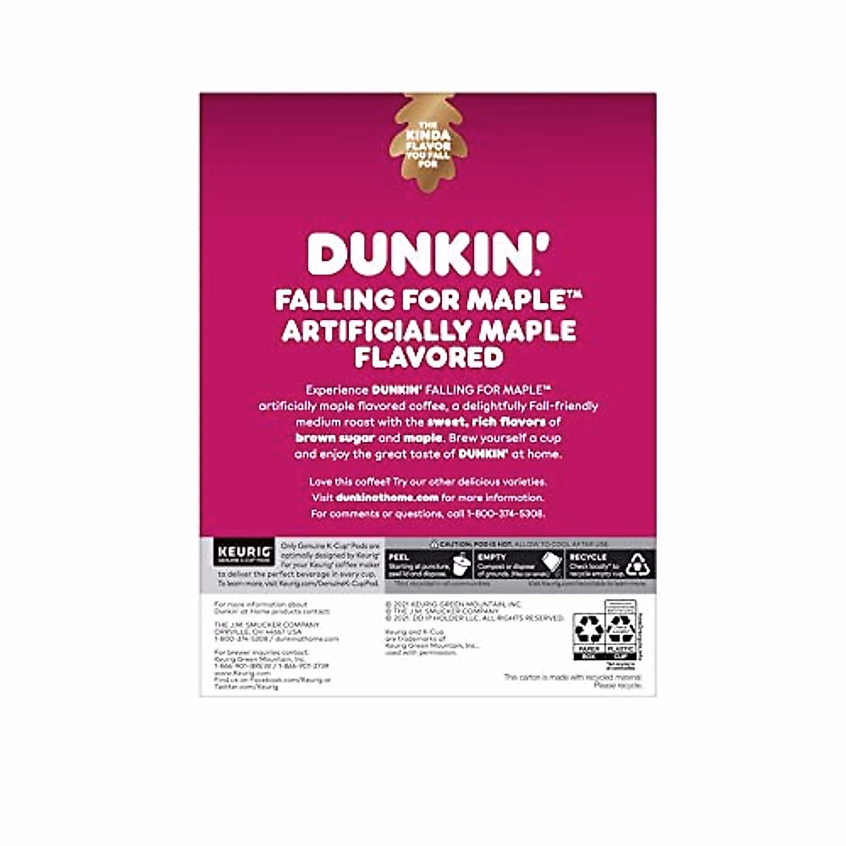Dunkin Donuts Falling for Maple Coffee K Cups, Pack of 22 K-Cups, Limited Edition