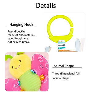 D-KINGCHY Baby CarSeat Stroller Toys, Soft Hanging Rattle Blocks, Thre-Dimensional Cloth Foam Grab Toy, Developmental Infant Toy with Sound, Teether, Mirror for 0-3 Years Old (Sky)