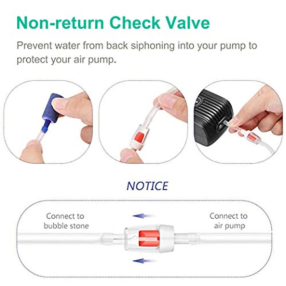 Aquarium Air Pump Accessories Kit with 80 Inch Standard Clear Airline Tubing, Air Stones, Check Valves, Suction Cups and Connectors for Fish Tank