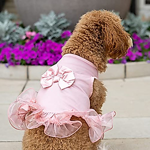 Christian Siriano New York Pink Tiered Bow Dress for Dogs, XS