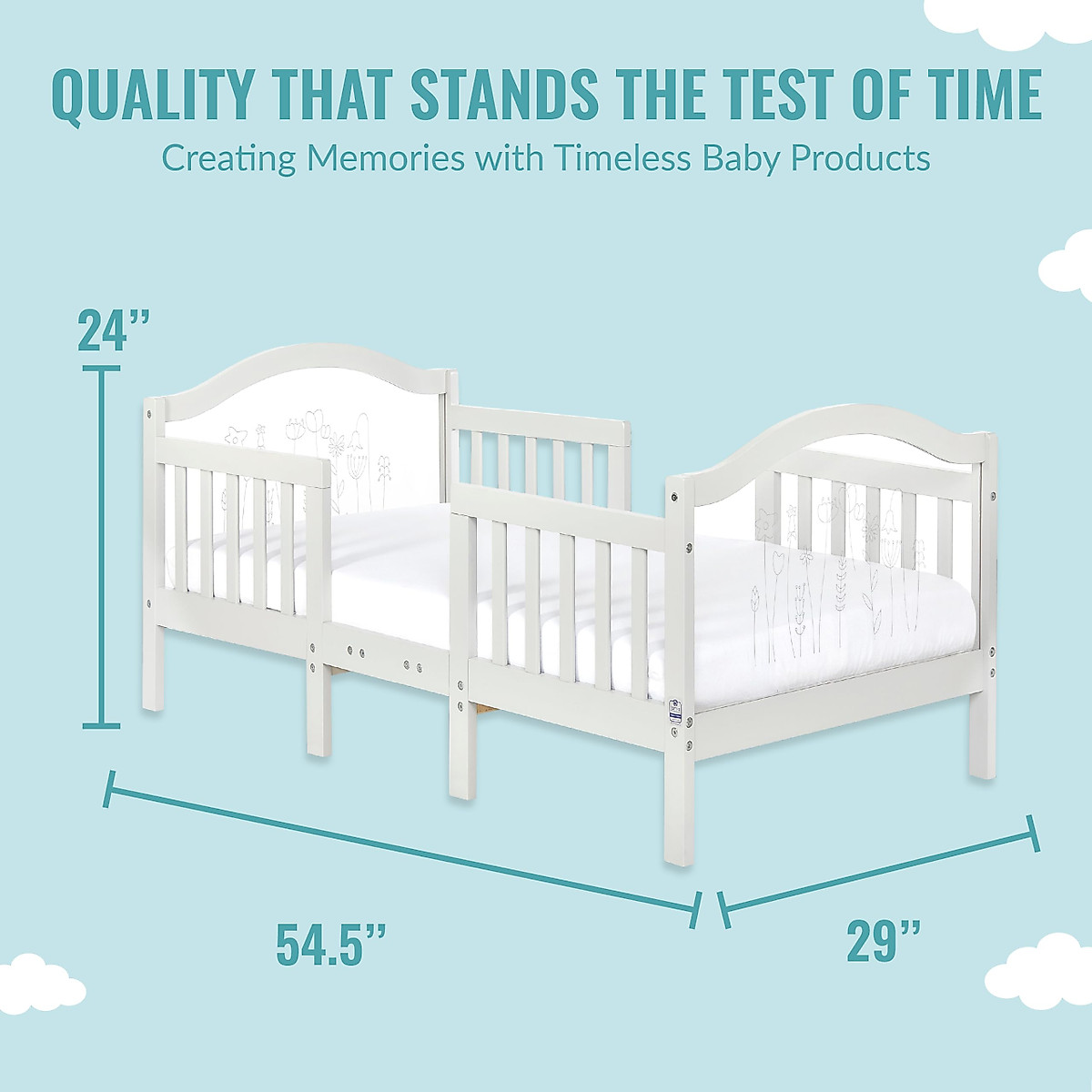 Dream On Me Rosie Toddler Bed in Grey