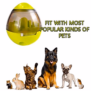 Generic Pet Enrichment Toy Ball with Interactive for Activity Structure, Treat Dispenser Feeder for Dog, Rabbit, Hamster, Cat, Guinea Pig and More. (Green-Yellow)