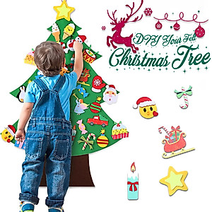 TOBEHIGHER DIY Felt Christmas Tree - 3.6 FT Felt Christmas Tree for Kids with 41 Pieces of Ornament Decor, DIY Xmas Gifts for Kids, Wall Hanging Christmas Tree Decorations