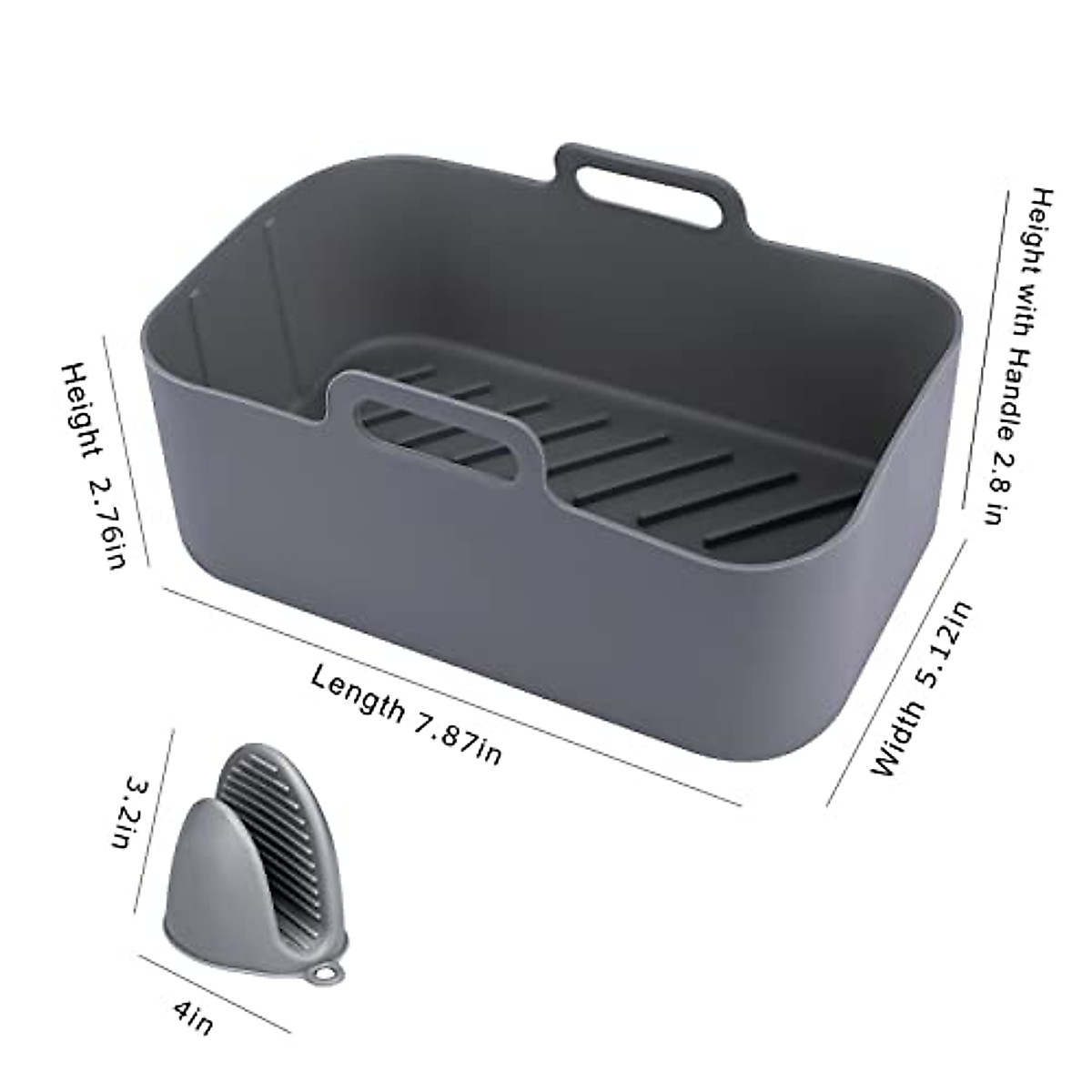 2PCS Air Fryer Silicone Pot for Ninja Foodi Dual DZ201 DZ401, Reusable Air Fryer Silicone Liners for Ninja 8QT with Mitts Basket Accessories