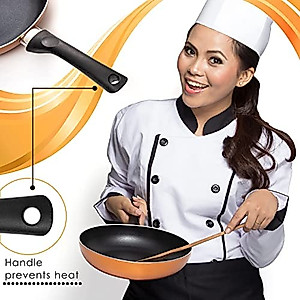 Moss & Stone 4 Peice Nonstick , Aluminum, Copper Pots and Pans Set with Glass Lid, Copper Cookware Set