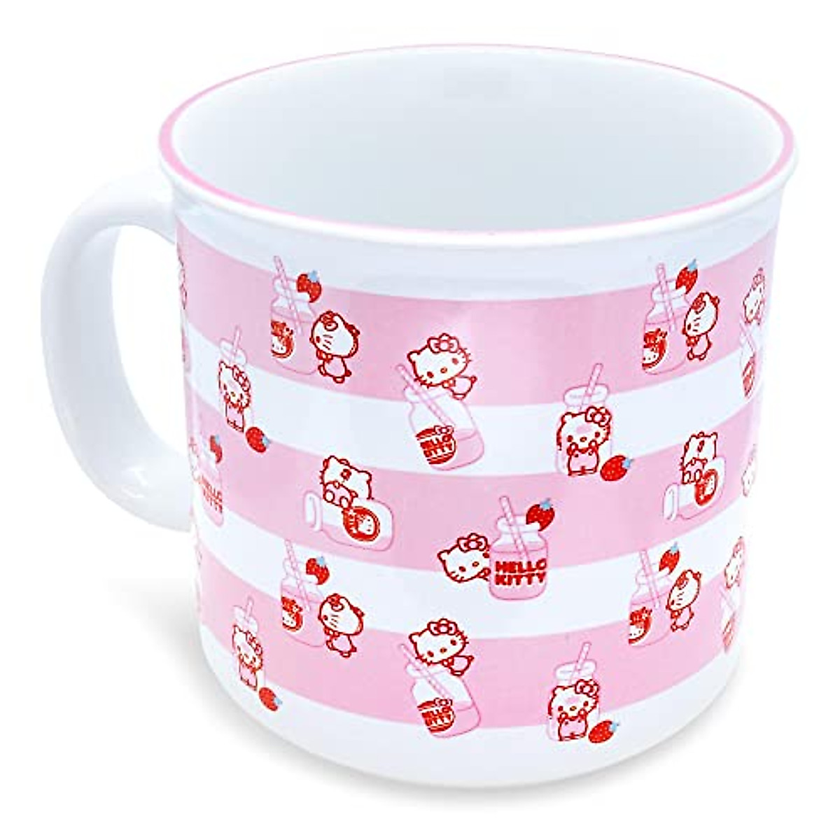 Silver Buffalo Sanrio Hello Kitty Strawberry Milk Ceramic Camper Mug | Holds 20 Ounces