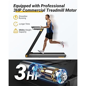 UREVO Treadmill with Desk, 3 in 1 Foldable Treadmill with Removable Desk, Install Free Under Desk Treadmill, 3HP Powerful Walking Treadmill for Office with Remote and 2s Folding