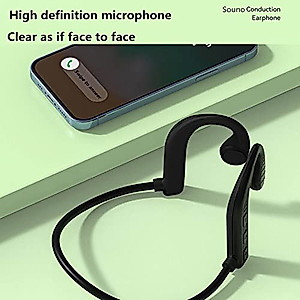 Bone Conduction Wireless Earbuds Bluetooth 5.2 Headphones, Open-Ear Sweatproof Ultralight Sports Earphones with Mic for Running, Cycling, Driving, Gym, 15Hr Playtime (Black)