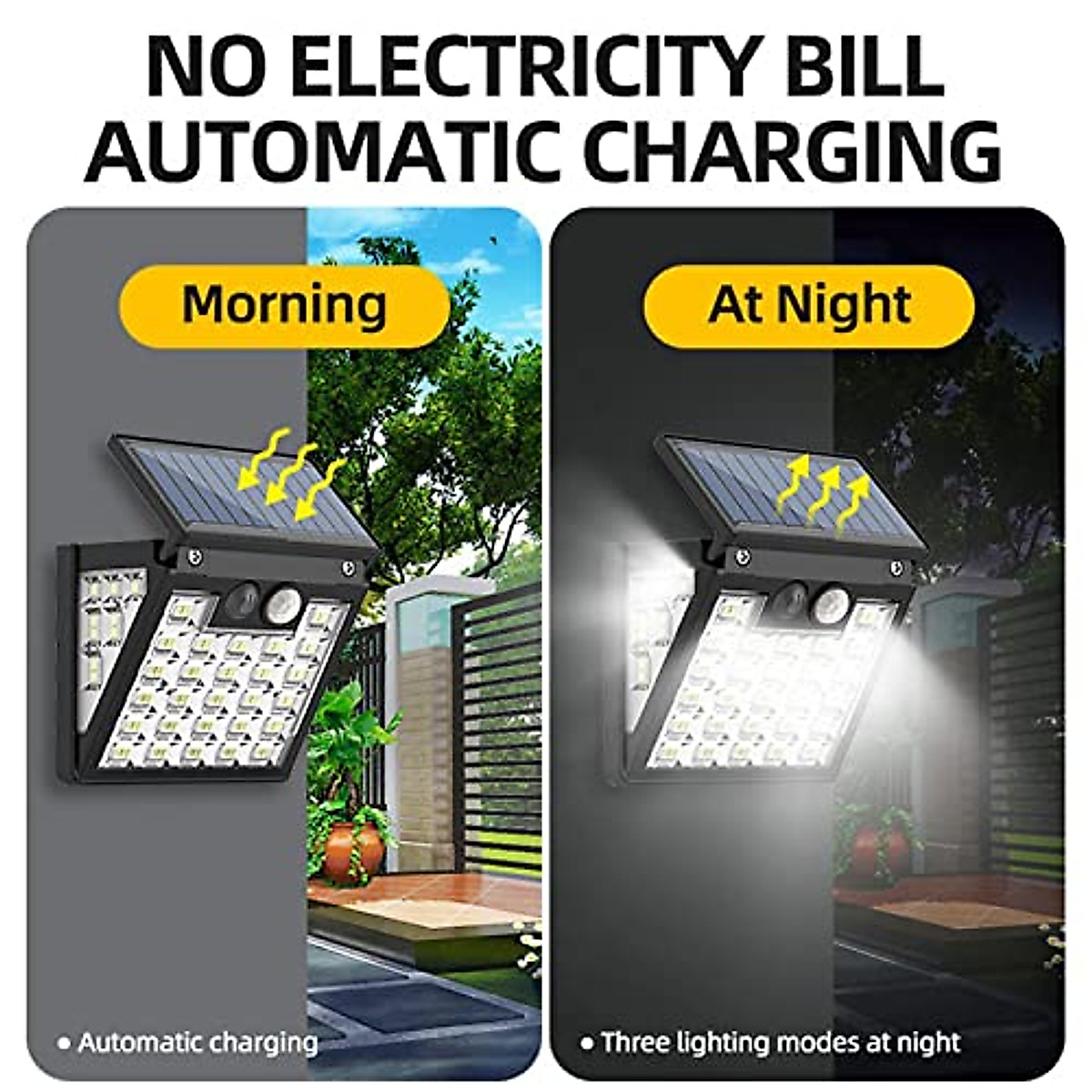 Solar Street Light, Efficient Solar Panels,3 Modes IP65 Waterproof Outdoor Solar Powered Street Lights with Motion Sensor LED Floods Light for Parking Lot,Drive-Way(Dusk to Dawning- Outdoor Lighting)