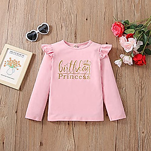 Toddler Kids Baby Birthday Girl Shirt Girls Birthday tee Outfit Toddler Baby 2nd 3rd 4th 5th 6th 7th Princess Vest Long Sleeve T-Shirts Top