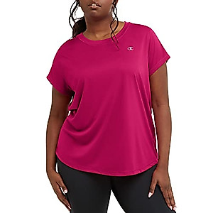 Champion, Classic Sport, Moisture-Wicking T-Shirt, Athletic Top for Women, Fantastic Fuchsia Reflective C Logo, 4X Plus