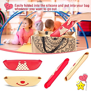 HAHA Baby Silicone Bibs for Girls Boys Eating Feeding Toddler Waterproof Roll-Up Bib with Food Catcher Unisex Infant Bibs for Babies, 2 Pack (Red&Beige/Blue&Red)