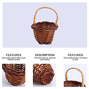 20pcs Decorative Mini Flower Basket Wedding Candy Basket Wood Woven Basket Fruit Picnic Food Basket for Wedding Party Favors Kitchen Light Yellow